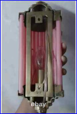 Art Deco Lamp » Antique Art Deco Brass Wall Sconce Pink Glass Rod Lamp ...