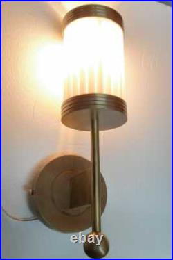 Art Deco Lamp » Antique Old Vintage Art Deco Brass & Milk Glass Rod ...