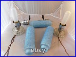 Art Deco Lamp » Art Deco Torpedo Lamps Powder Blue Glass Set Of 3 Vintage 12