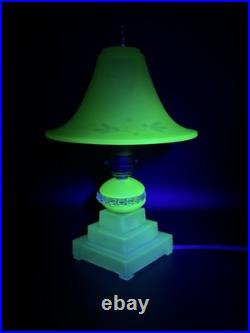 Art Deco Lamp » Houzex Art Deco Green Uranium Glass Lamp And Shade